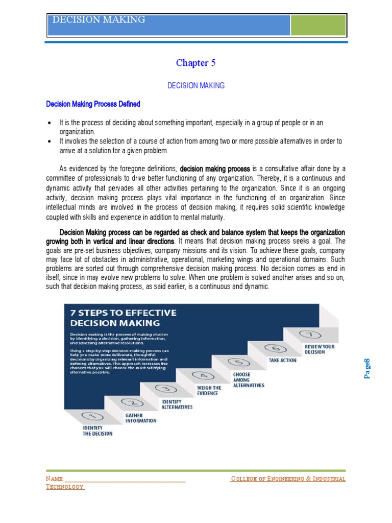 Decision Making Decision Making Process Defined | PDF | Decision Making | Statistics