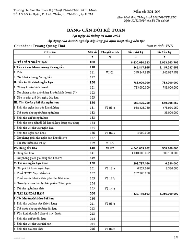 B01 DN Bang Can Doi Ke Toan | PDF