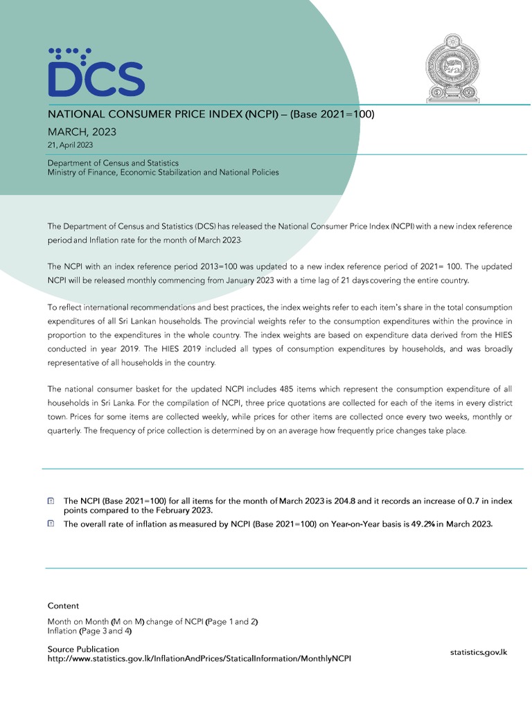 National Consumer Price Index NCPI March 2023 | PDF