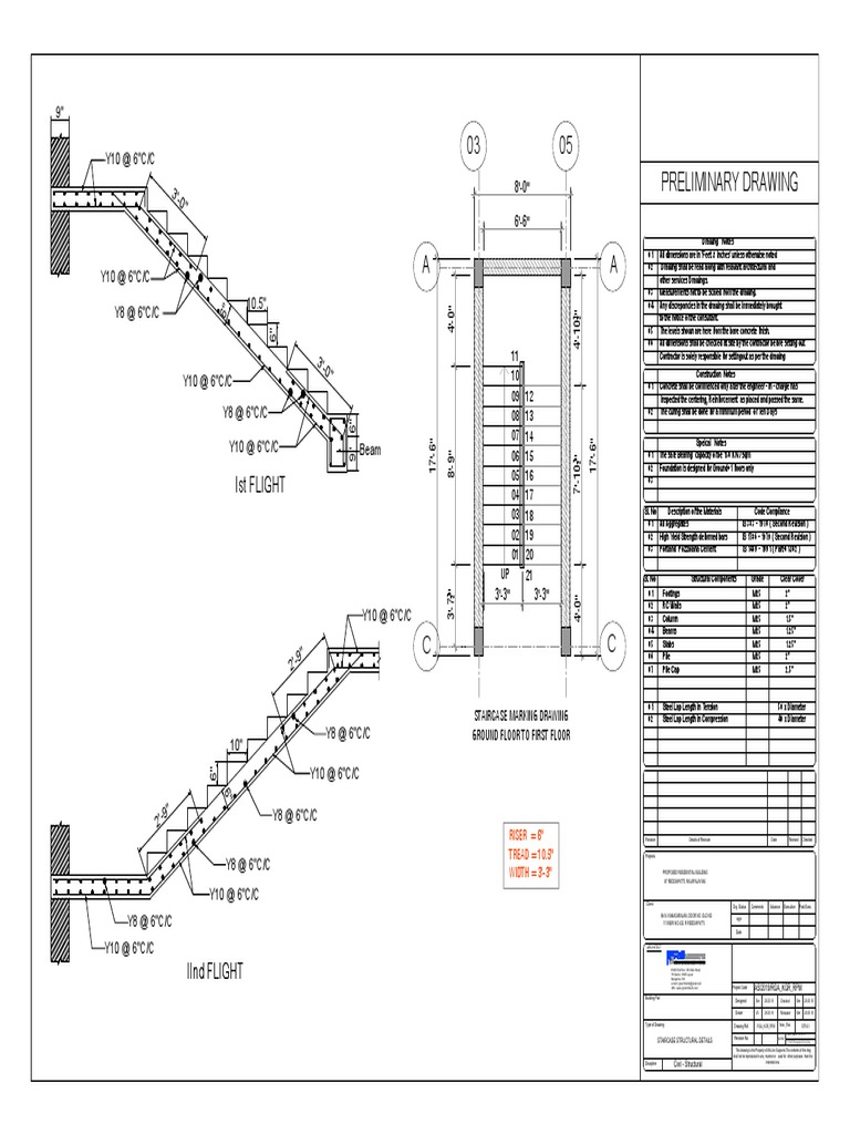 01 Staircase Structural Drawing | PDF | Stairs | Building Materials