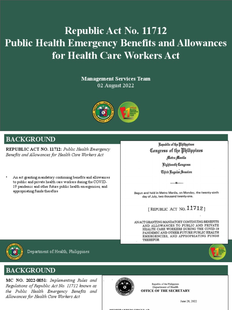 Republic Act No. 11712 Public Health Emergency Benefits and Allowances ...