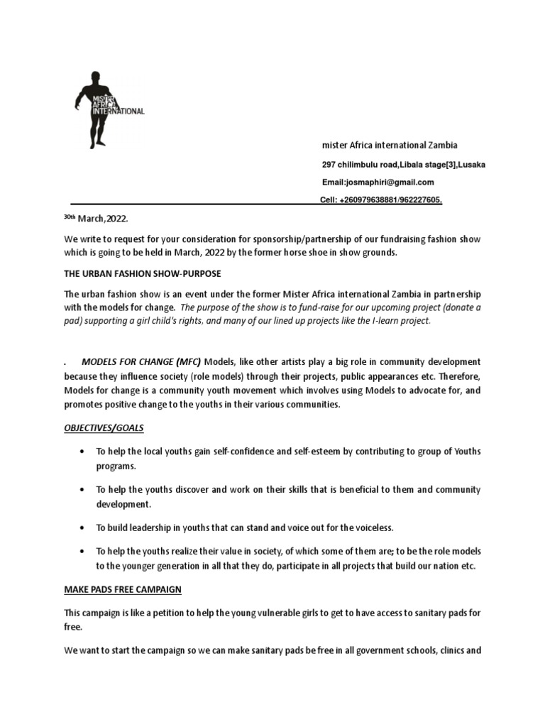 Urban Fashion Show Sponsorship Letter Final | PDF | Advertising ...