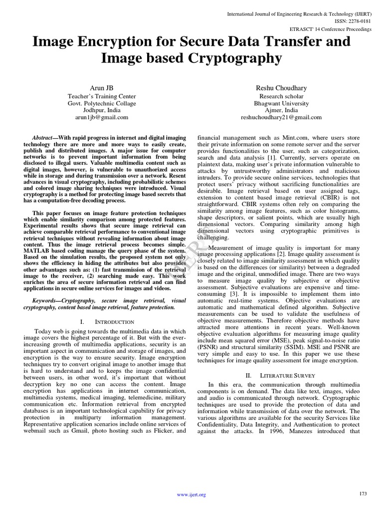 Image Encryption For Secure Data Transfer and Image Based Cryptography IJERTCONV2IS03017 | PDF ...