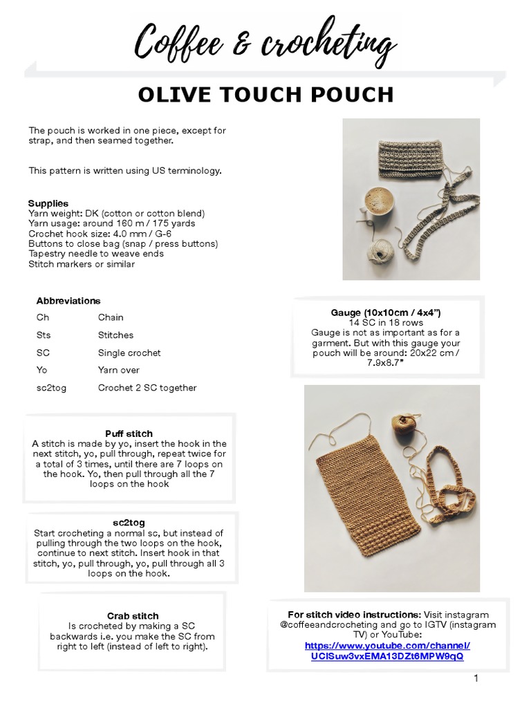 Olive Touch Pouch Crochet Pattern | PDF | Home & Garden