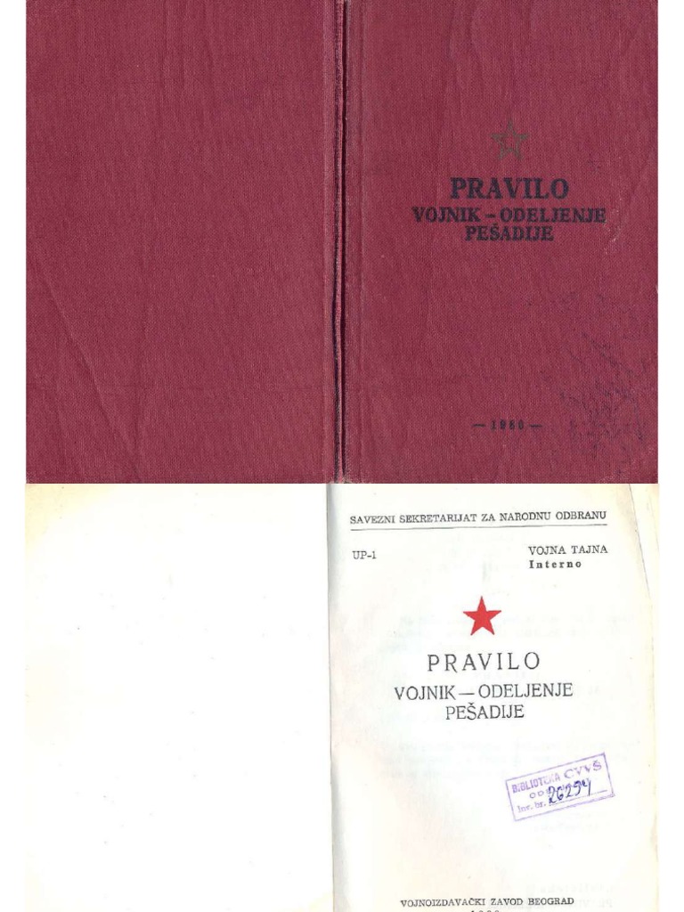 JNA - Pravilo Vojnik Odjeljenje Pješadije | PDF