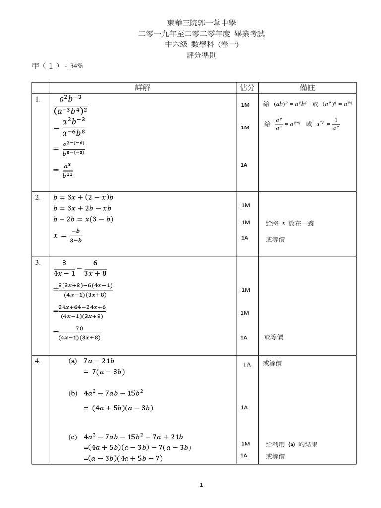 1920 S6 Mock Paper I (Marking) | PDF 1920 S6 Mock Paper I (Marking) | PDF