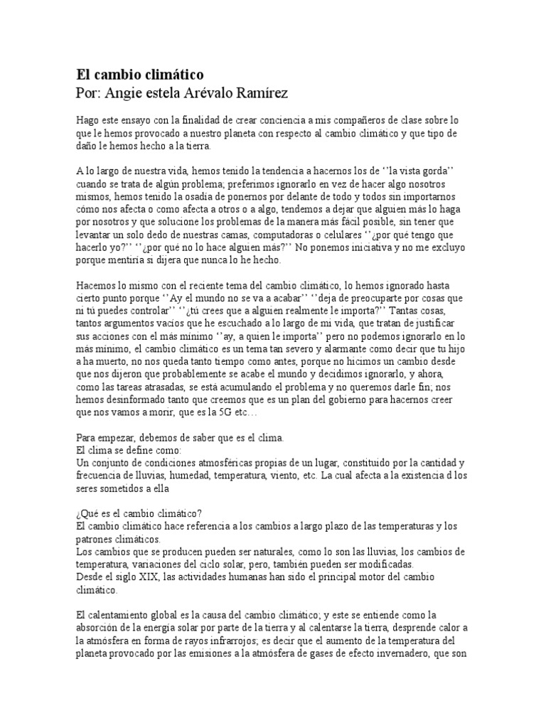 El Cambio Climático | PDF | Gases de efecto invernadero | Clima