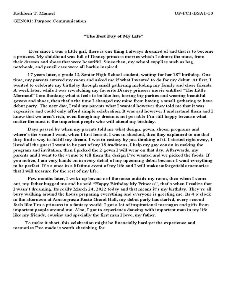 Best Day of My Life | PDF