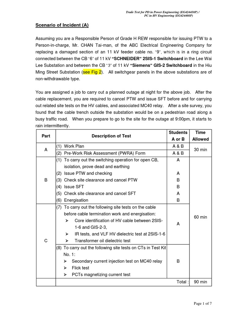 Scenarios of Incidents For Trade Test Practices at HVTC (18-9-2021 ...