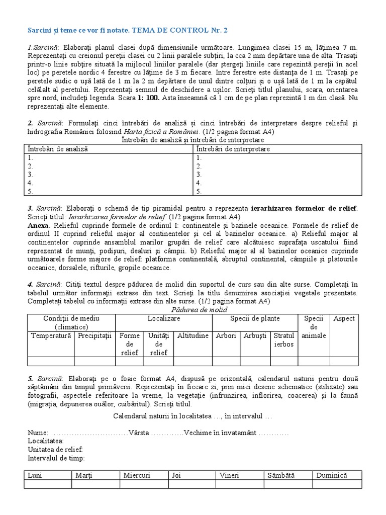 2023 Tema Control 2 Geografie | PDF
