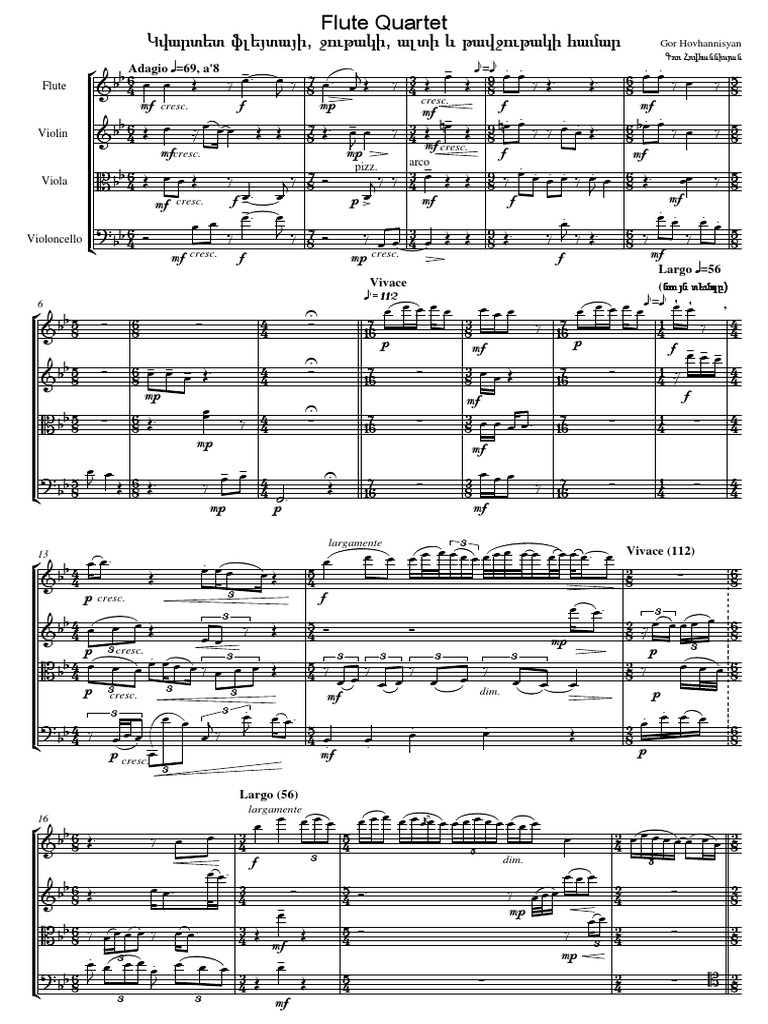 Flute Quartet | PDF | Musicology | Musical Instruments