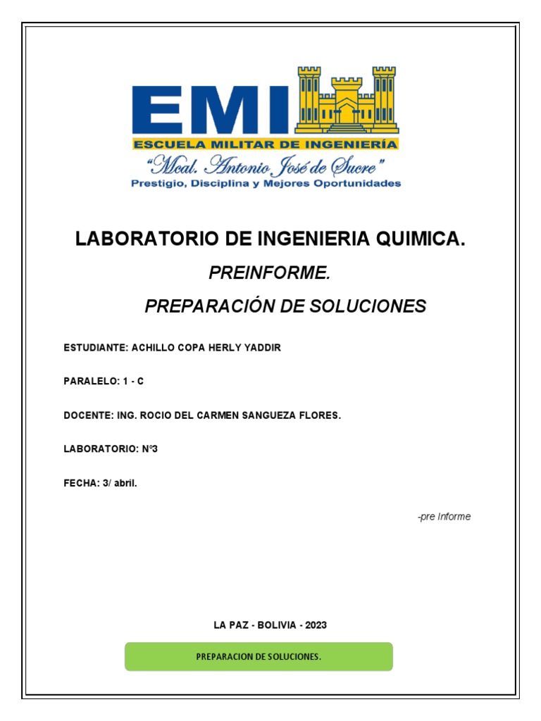 Pre Inf. 5 Quim | PDF | Concentración | Materiales