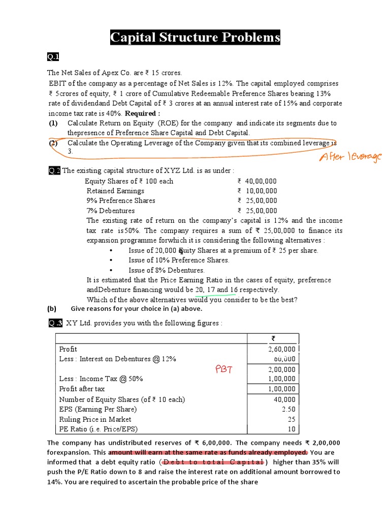 Board of Studies Academic Capital Structure Questions 1649402823 | PDF ...