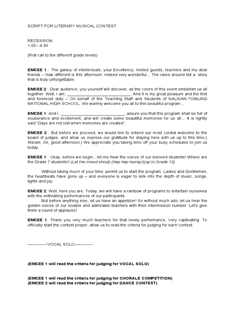 Emcee Script. 1 | PDF