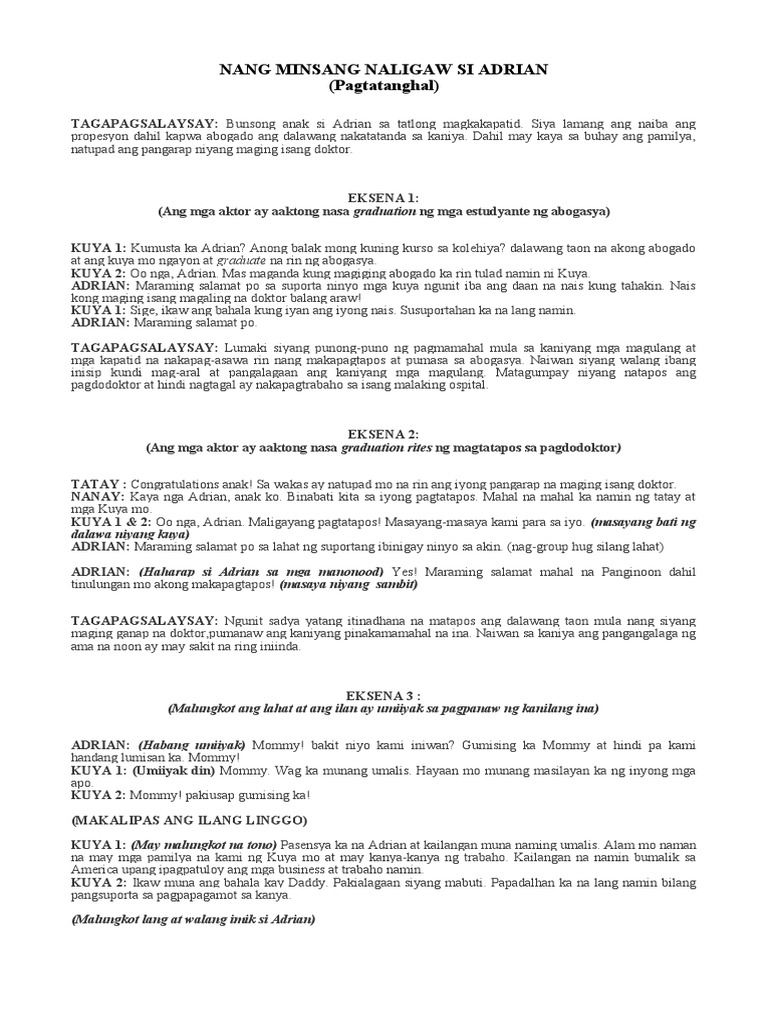 Skrip Nang Minsang Naligaw Si Adrian | PDF