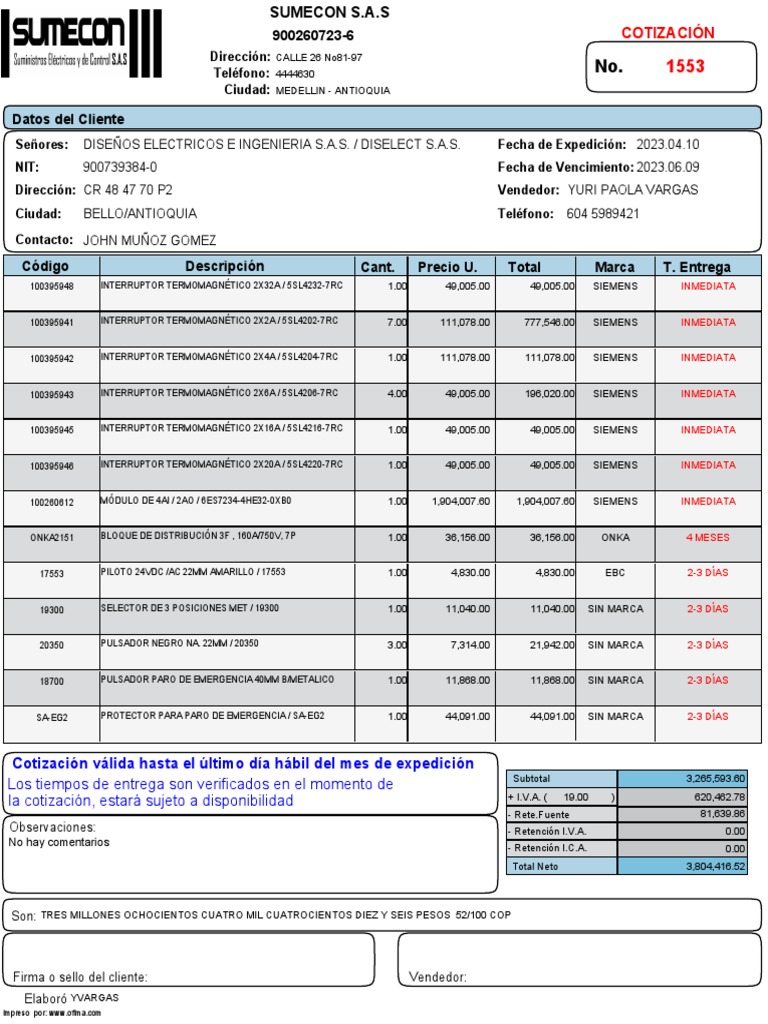 Diseños Electricos E Ingenieria S.A.S. / Diselect S.A.S. 900739384-0 CR 48 47 70 P2 Bello ...