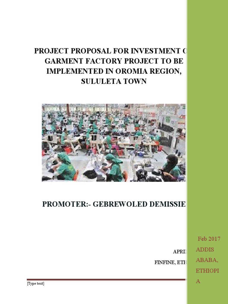 Project Proposal for the Establishment of a Garment Factory in Sululeta ...