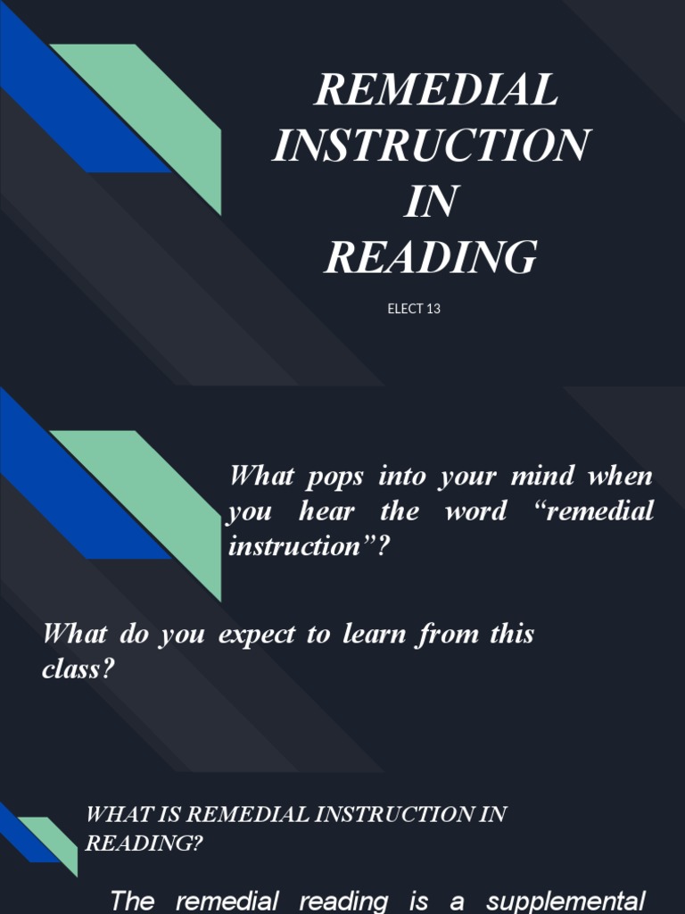 Remedial Instruction (Intro) | PDF | Career & Growth