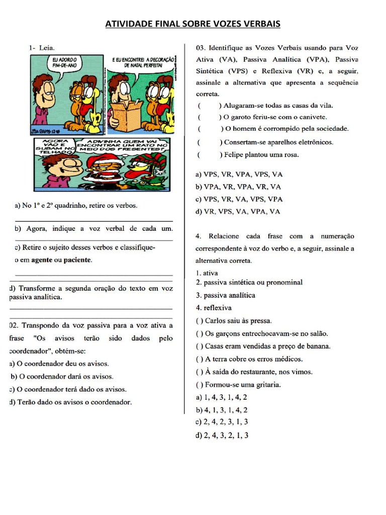 Atividade Final Sobre Vozes Verbais | PDF