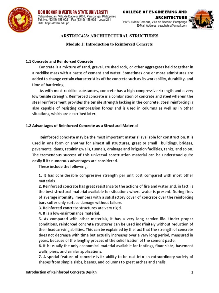 ARSTRUC Module1 Introduction To Reinforced Concrete Design | PDF ...