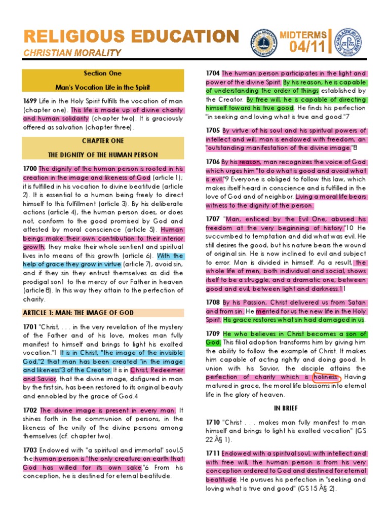 Rel Ed Reviewer | PDF | Conscience | Glory (Religion)