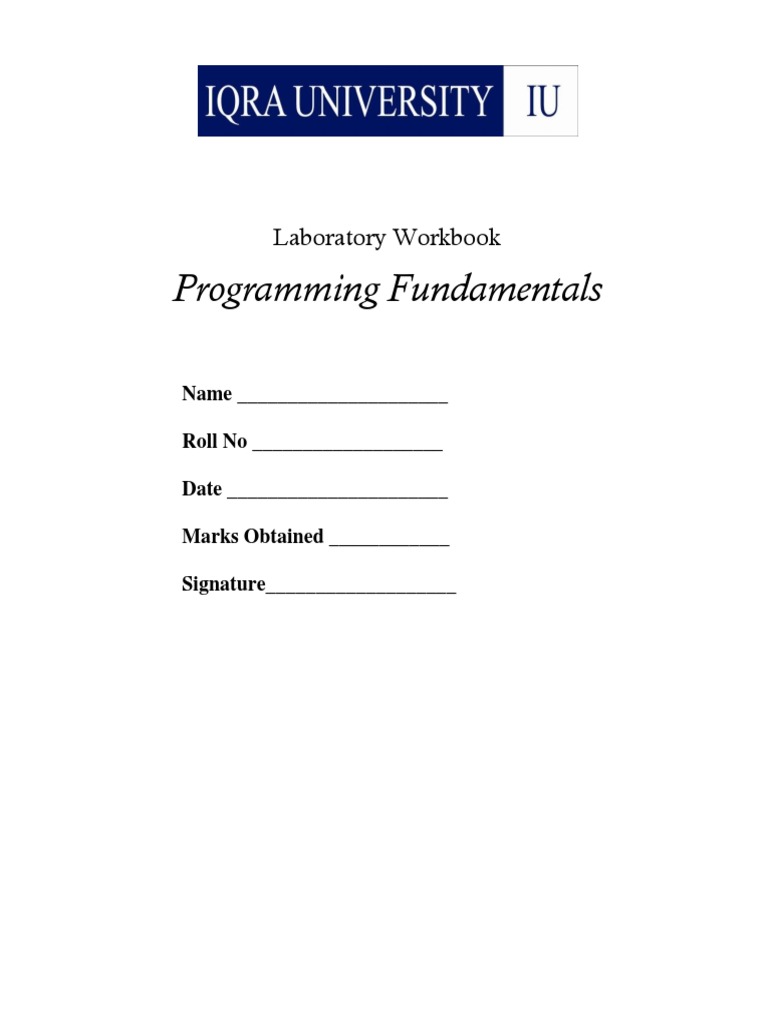 Programming Fundamentals: Laboratory Workbook | PDF | Integrated Development Environment ...