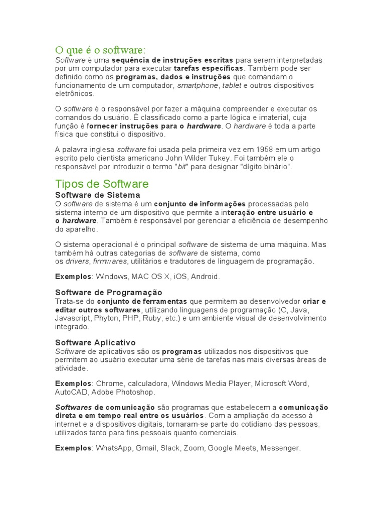 O que é o software | PDF | Programas | Sistema operacional