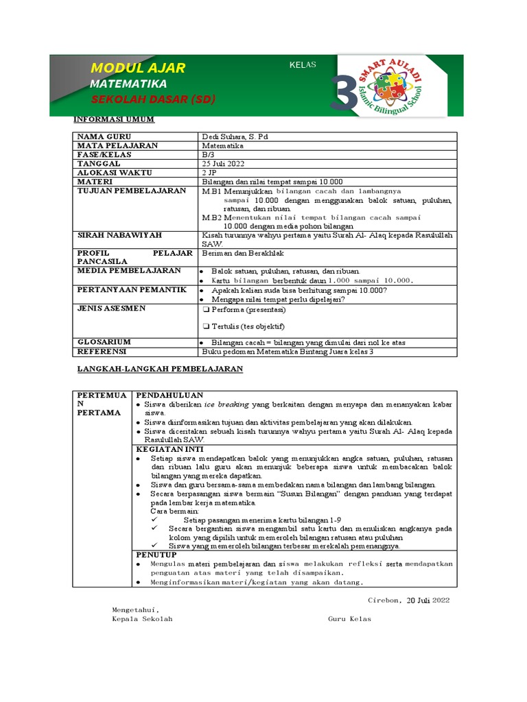 MA MATH Bilangan Cacah Dan Nilai Tempat | PDF