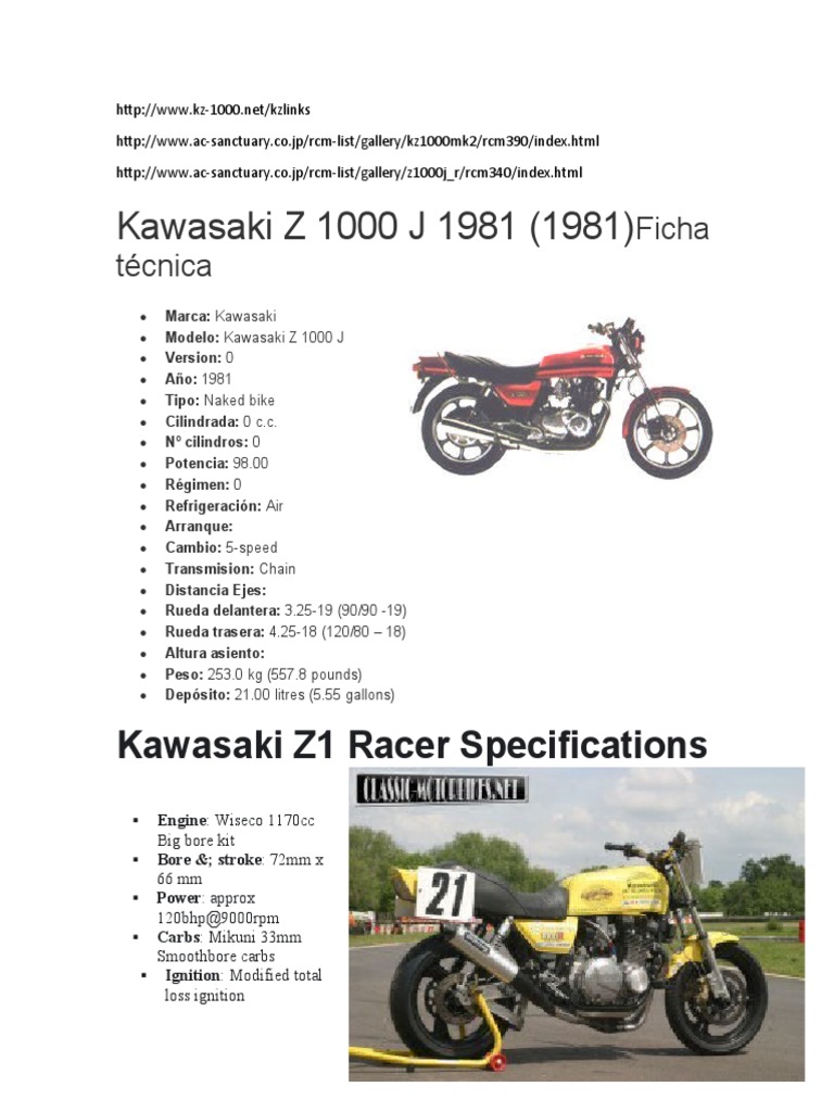 Z1000 especificaciones | PDF