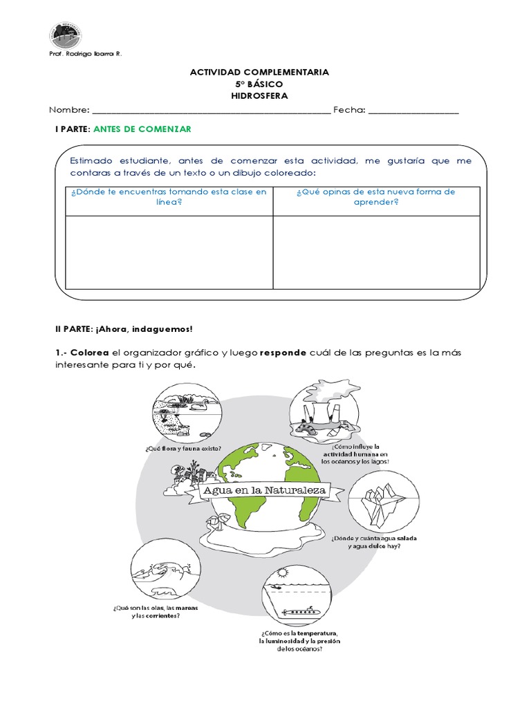 Actividad Complementaria 5° Básico - Hidrosfera | PDF