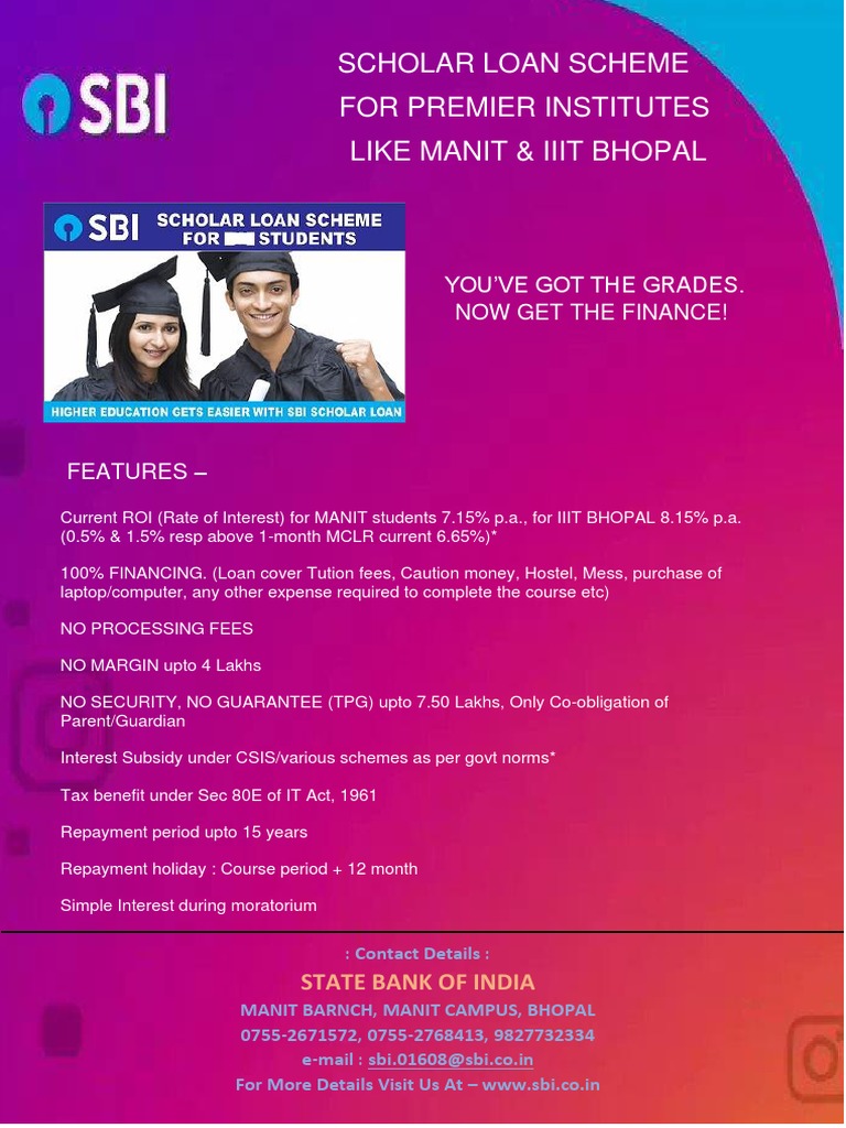 Scholar Loan for MANIT & IIIT Bhopal | PDF