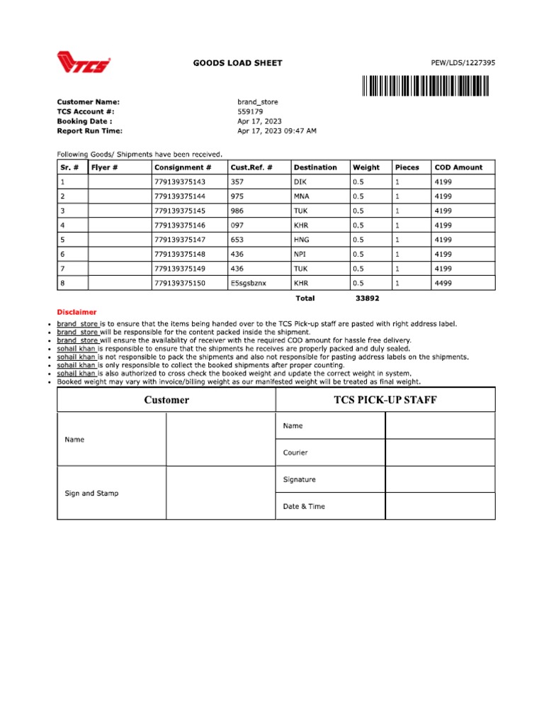 loadsheet 14 4 | PDF