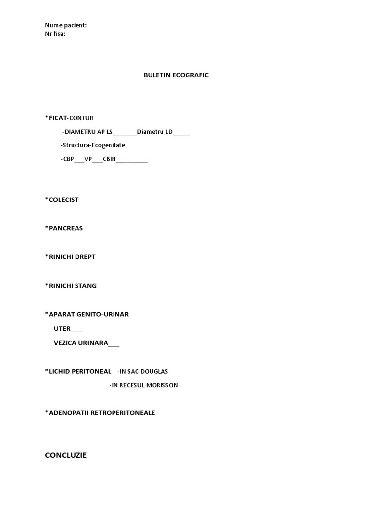 Buletin Ecografic: Nume Pacient: NR Fisa | PDF