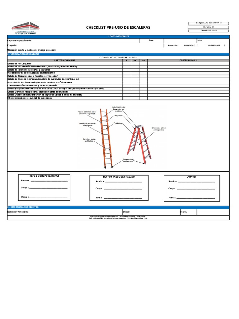 Checklist Preuso Escaleras | PDF