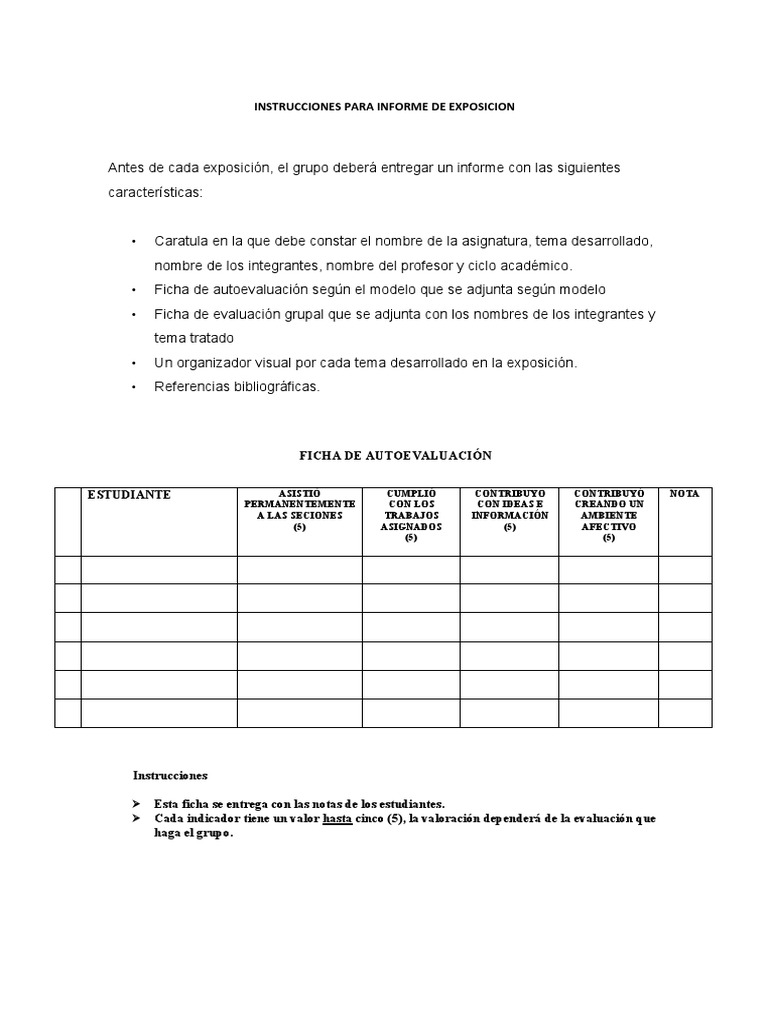 Ficha Autoevaluación y Evaluación Grupal | PDF | Evaluación | Cambio ...