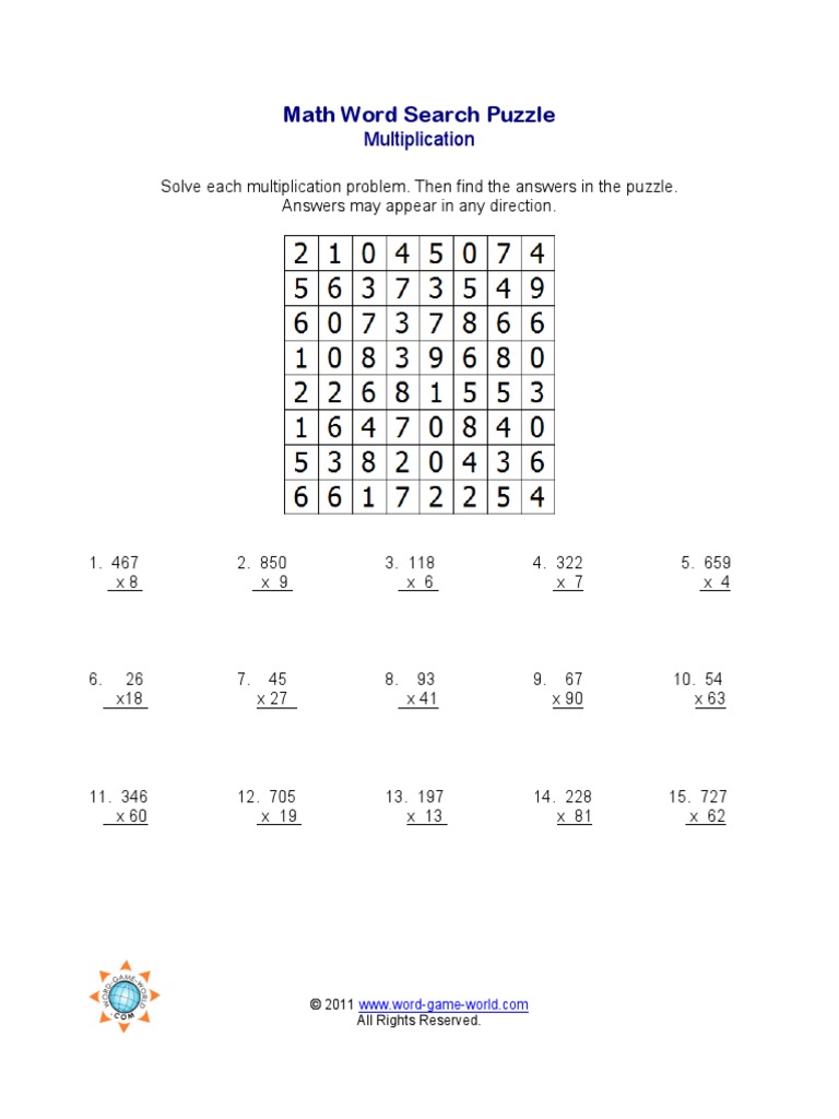Math Word Search | PDF | Teaching Methods & Materials