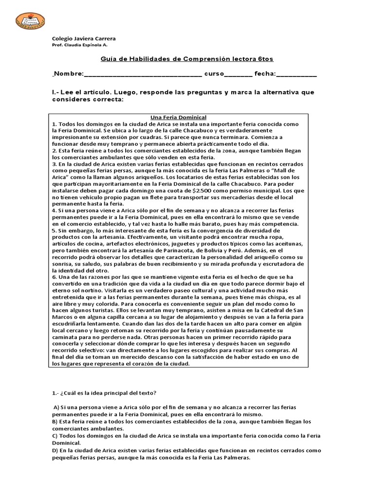 Guía Comp - Lect. 6to | PDF