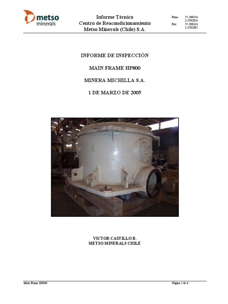 Informe de Inspección Main Frame HP800 | PDF