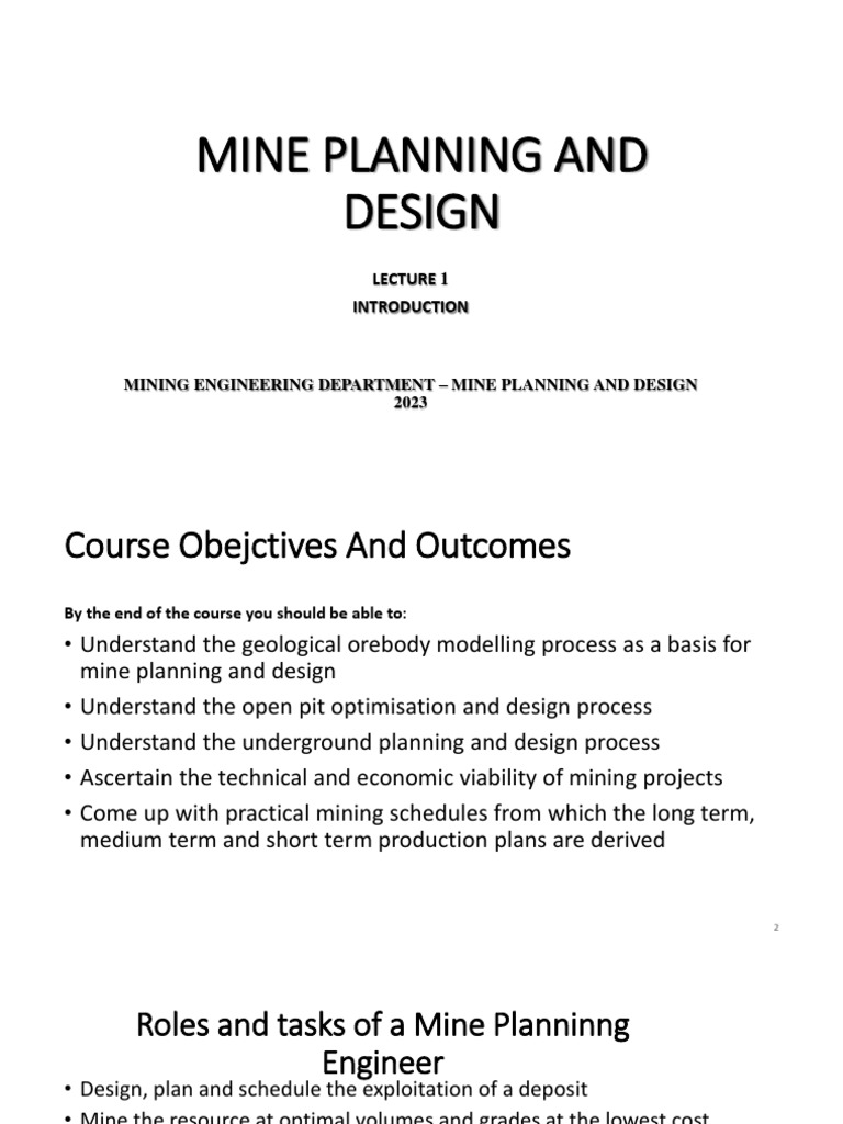 Mine Planning and Design Overview | PDF