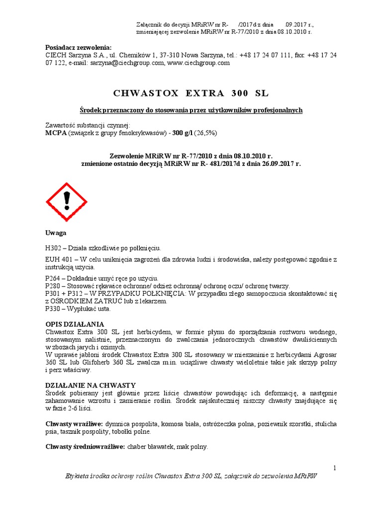 Chwastox_Extra_300_SL | PDF
