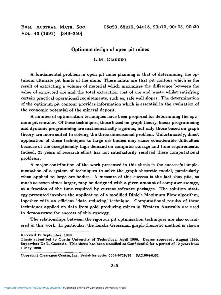 Optimum Design of Open Pit Mines | PDF | Technology & Engineering