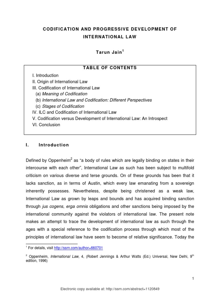 Codification and Progressive Development of International Law | PDF ...