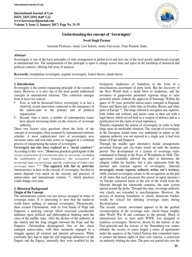Understanding The Concept of Sovereignty' | PDF | Sovereignty ...