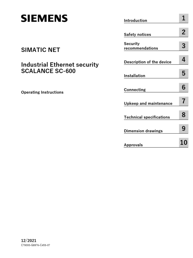 Simatic Net Industrial Ethernet Security Scalance Sc-600 | PDF ...