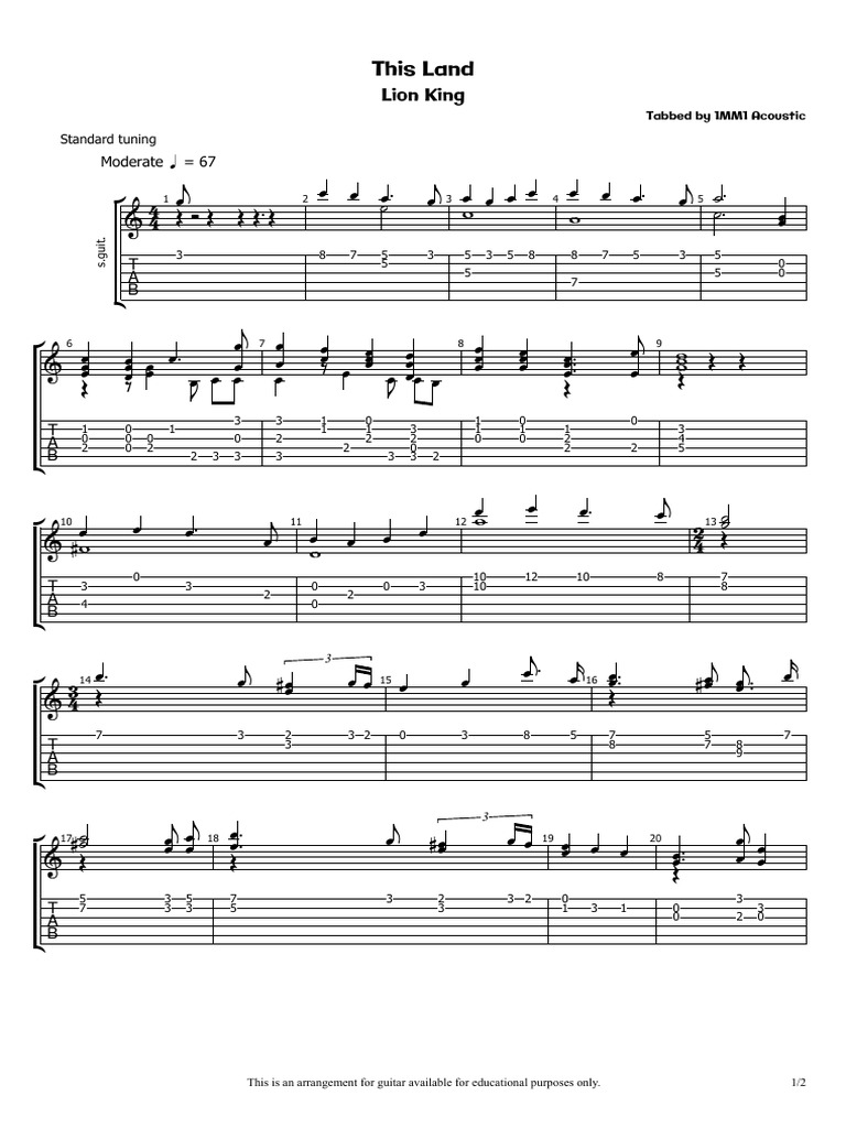 This Land: Lion King | PDF | Guitar Family Instruments | Music Production