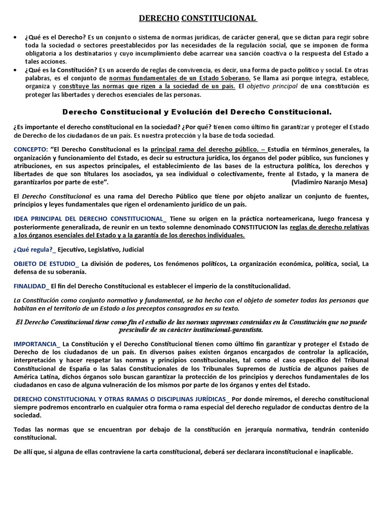 Derecho Constitucional | PDF | Constitución | Ley constitucional