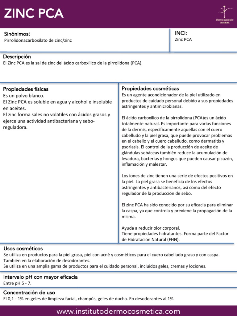 Zinc Pca | PDF | Sustancias químicas | Química
