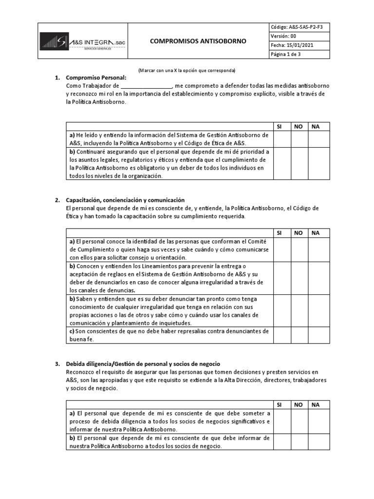 Formato de Compromiso de Cumplimiento | PDF