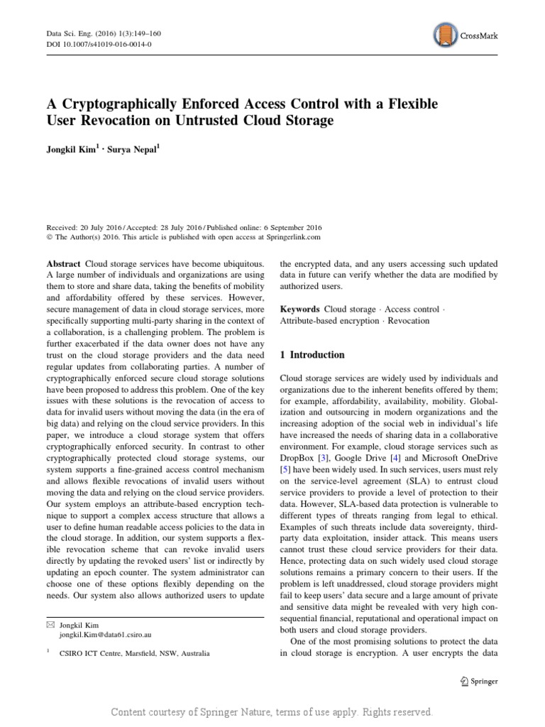 A Cryptographically Enforced Access Control With A | PDF | Key ...