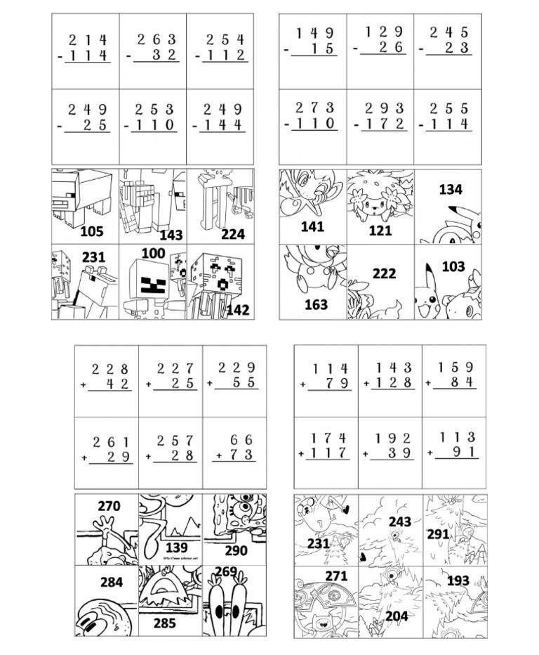 Sumas y Restas Hasta 300 Puzzle | PDF